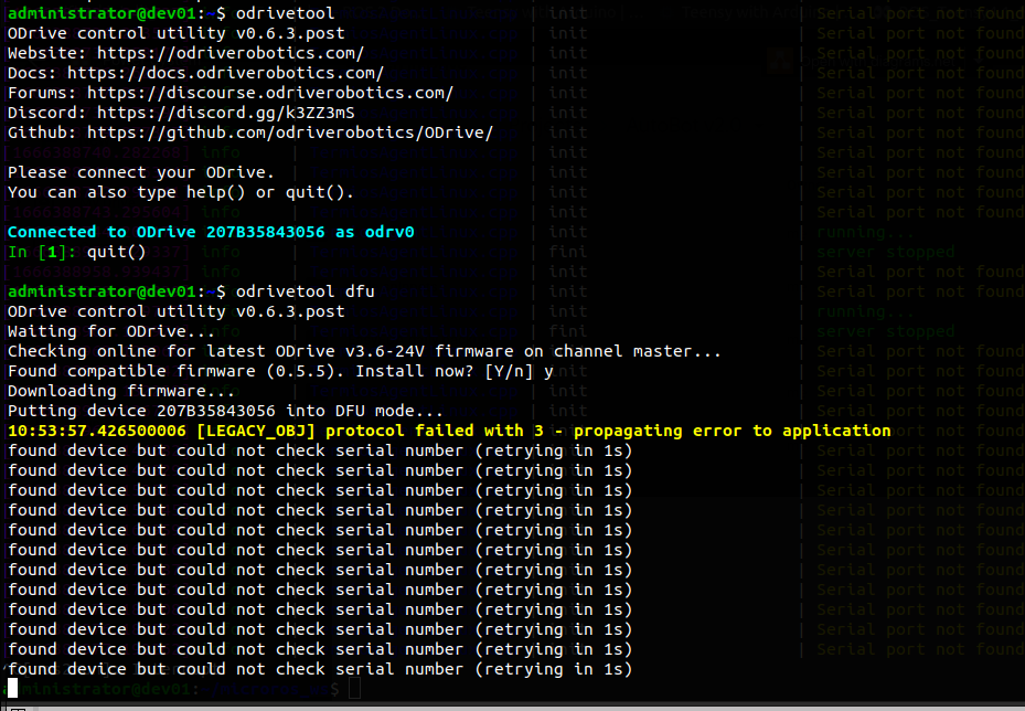 Update Failed Odrive V3 6 Support ODrive Community